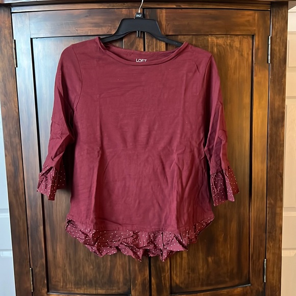 LOFT | Tops | Maroon Top With Decorative Material At Bottom Of Top And ...